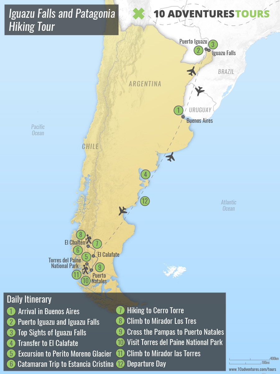 Chile map for patagonia hike